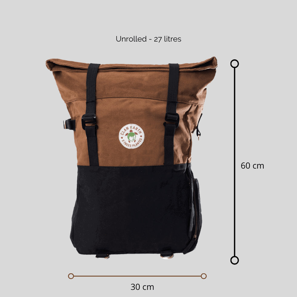 Pangolin Backpack - Water Resistant Canvas Rolltop Travel Eco-Friendly ...