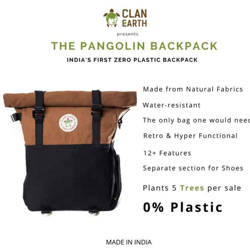Pangolin Backpack - Water Resistant Canvas Rolltop Travel Eco-Friendly ...